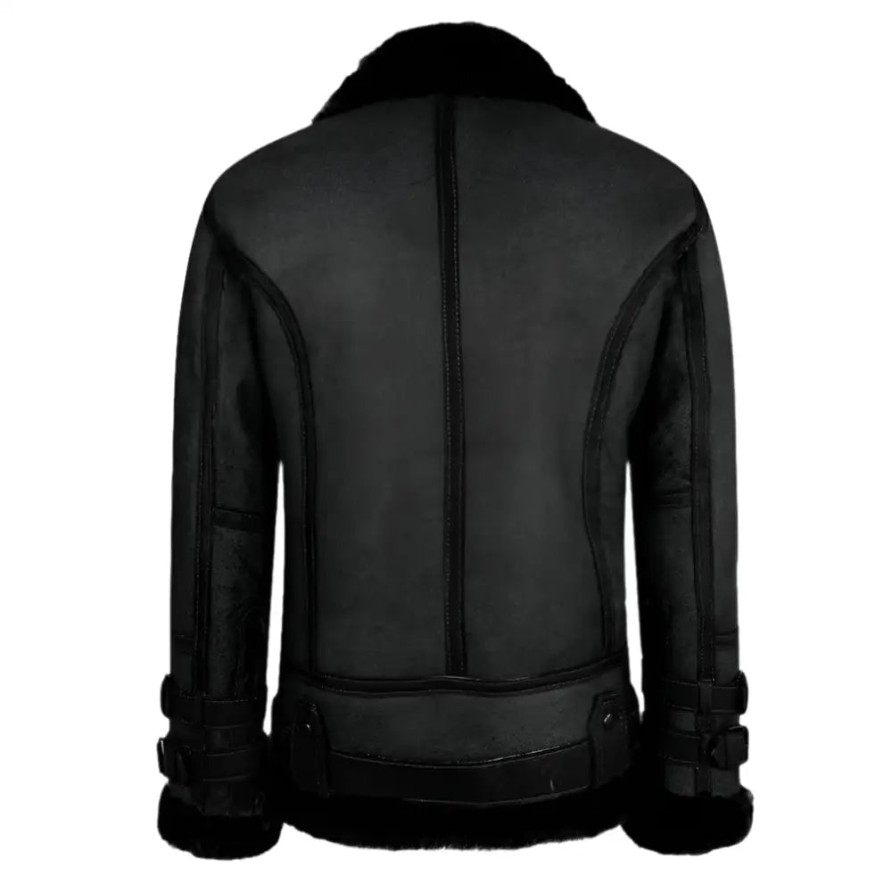 Men’s Classic Black Vintage Shearling Sheepskin Flying Jacket | Riders ...