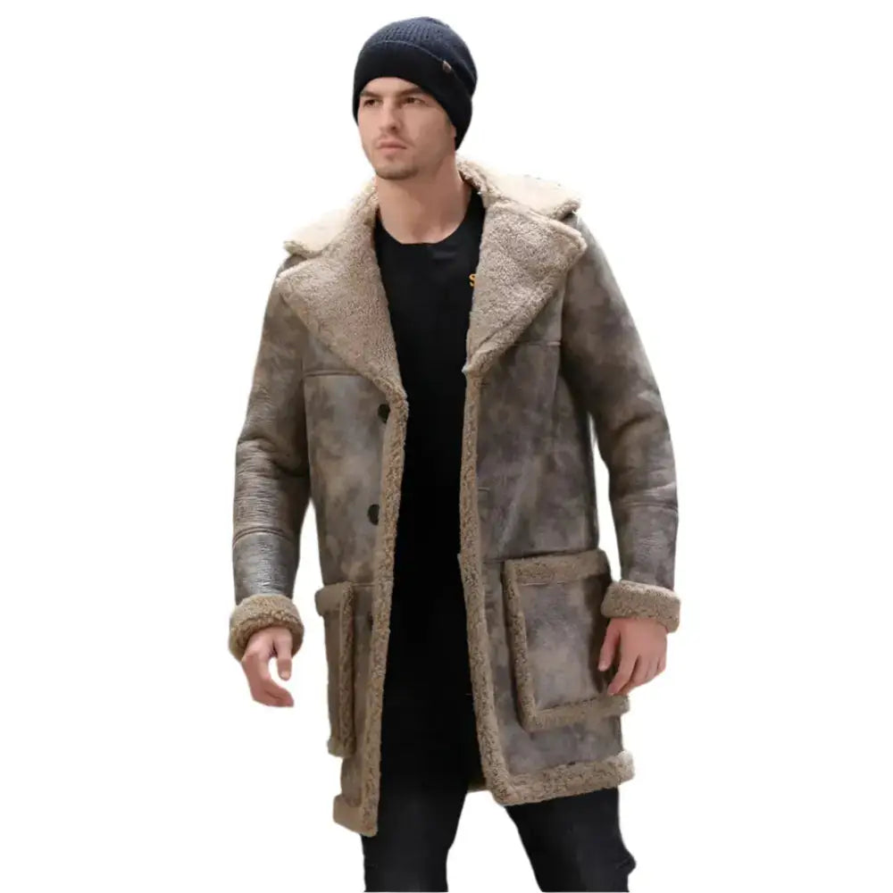 Men’s Long Waxed Shearling Sheepskin Fur Coat | Riders Republic UK