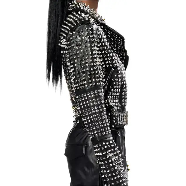 Women’s Punk Studded Leather Jacket | Riders Republic UK
