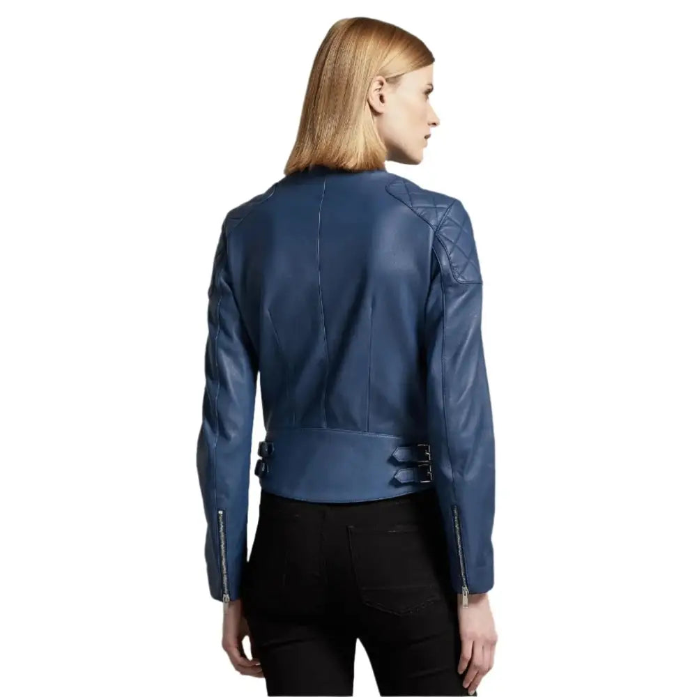 Women's Royal Blue Leather Jacket | Riders Republic UK